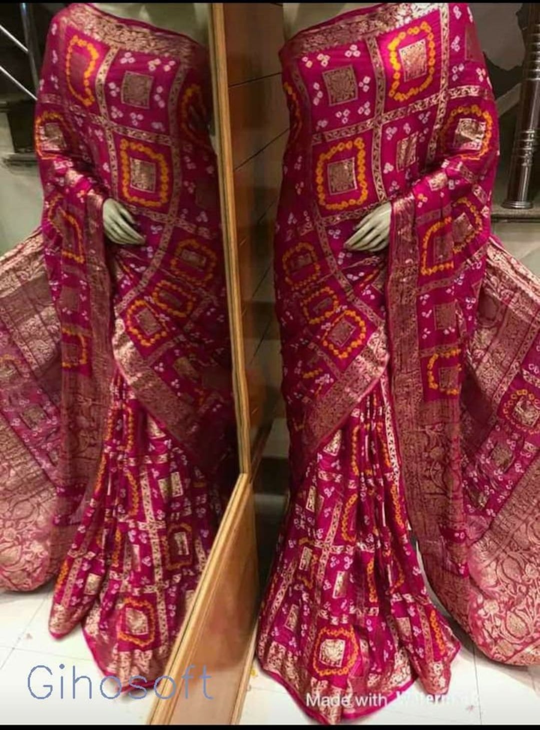 Handmade Handicraft Pure Bandhej Silk Saree,handcrafted Traditional Bandhani Saree,bandhani ...