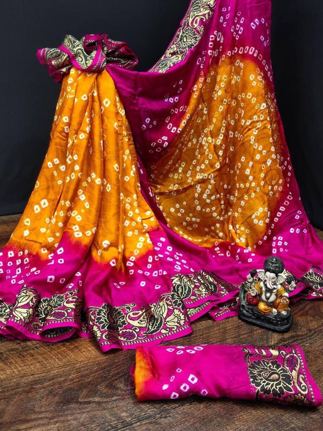 Women's Designer Bandhani Saree - Etsy