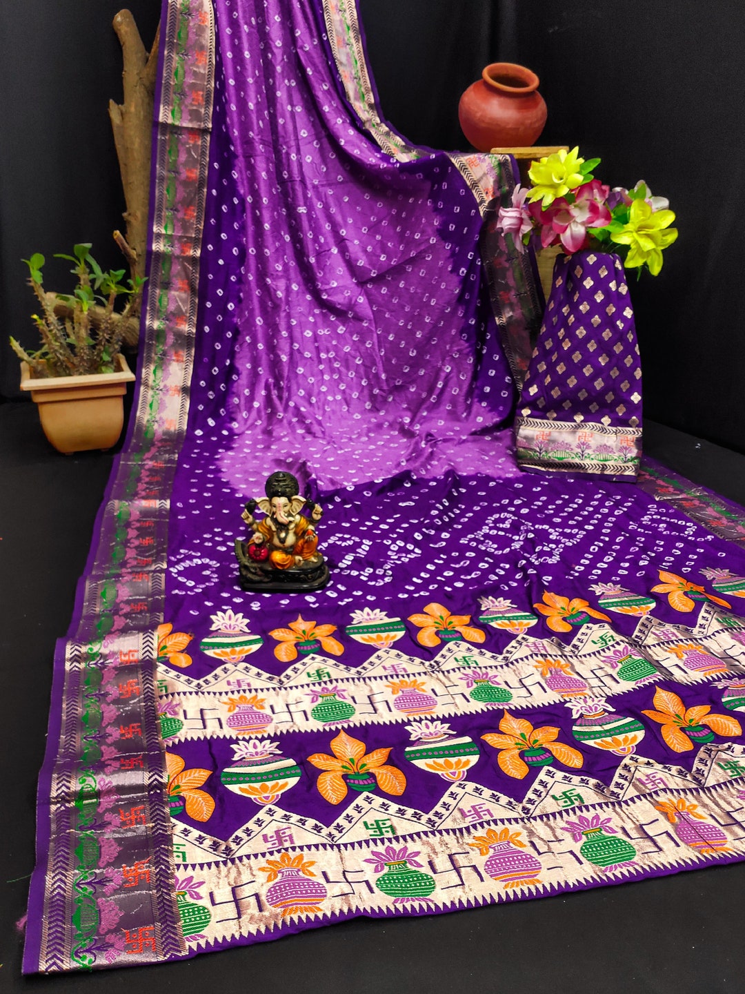 Bandhani Saree.handmade Handicraft Hand Bandhej Saree in India - Etsy