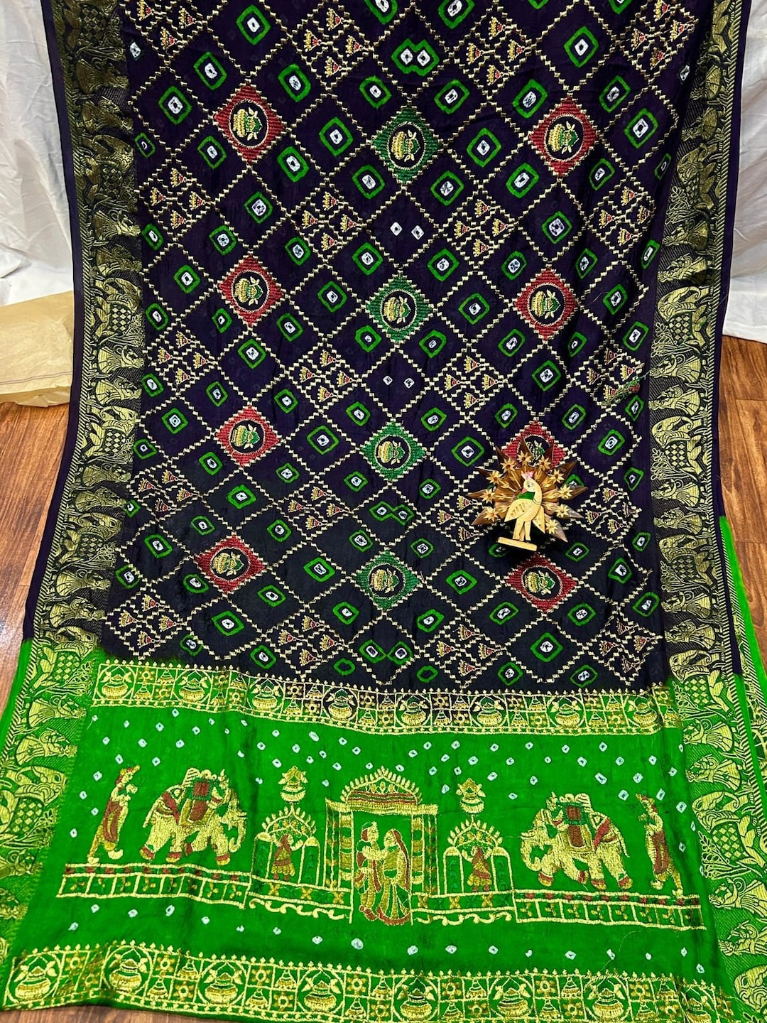 Handmade Handicraft Pure Bandhej Silk Saree,handcrafted Traditional ...