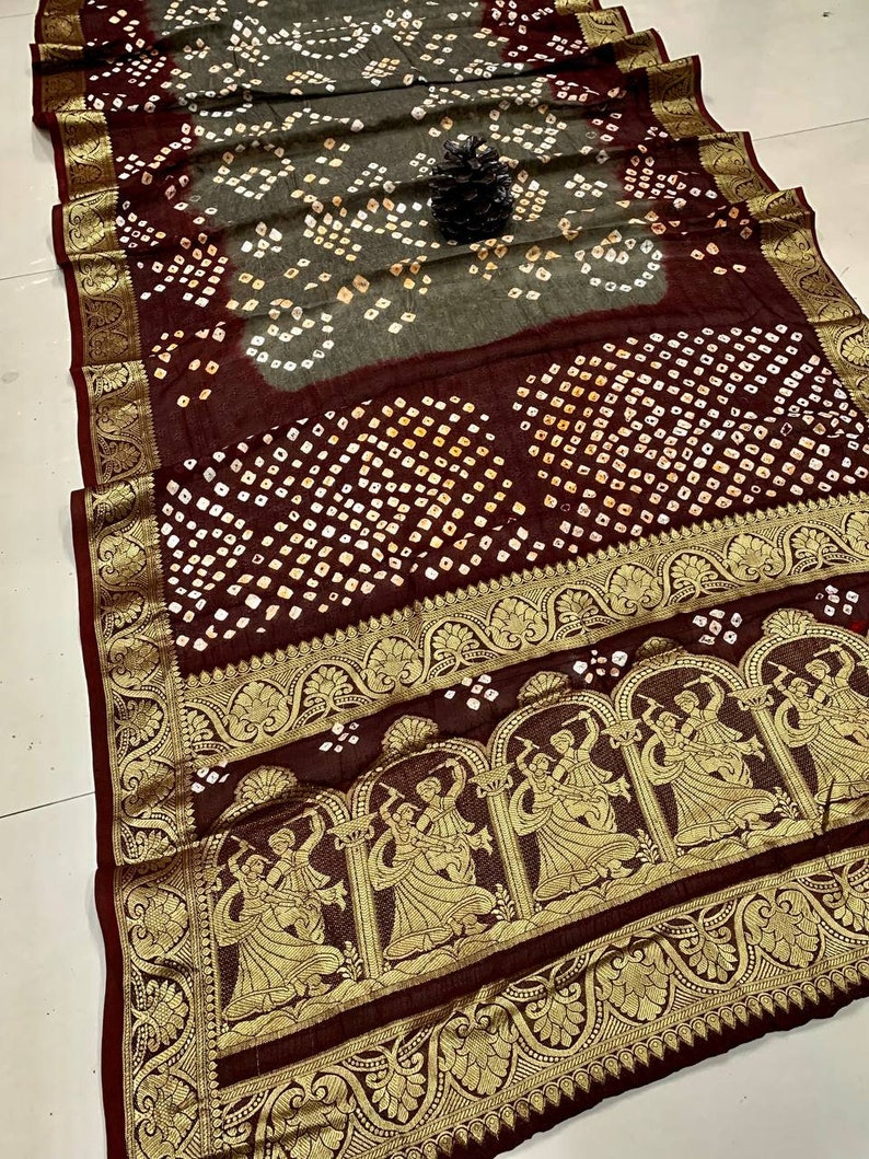 Bandhani Sarees,handcrafted Traditional Bandhani Saree,bandhej / Chunri ...