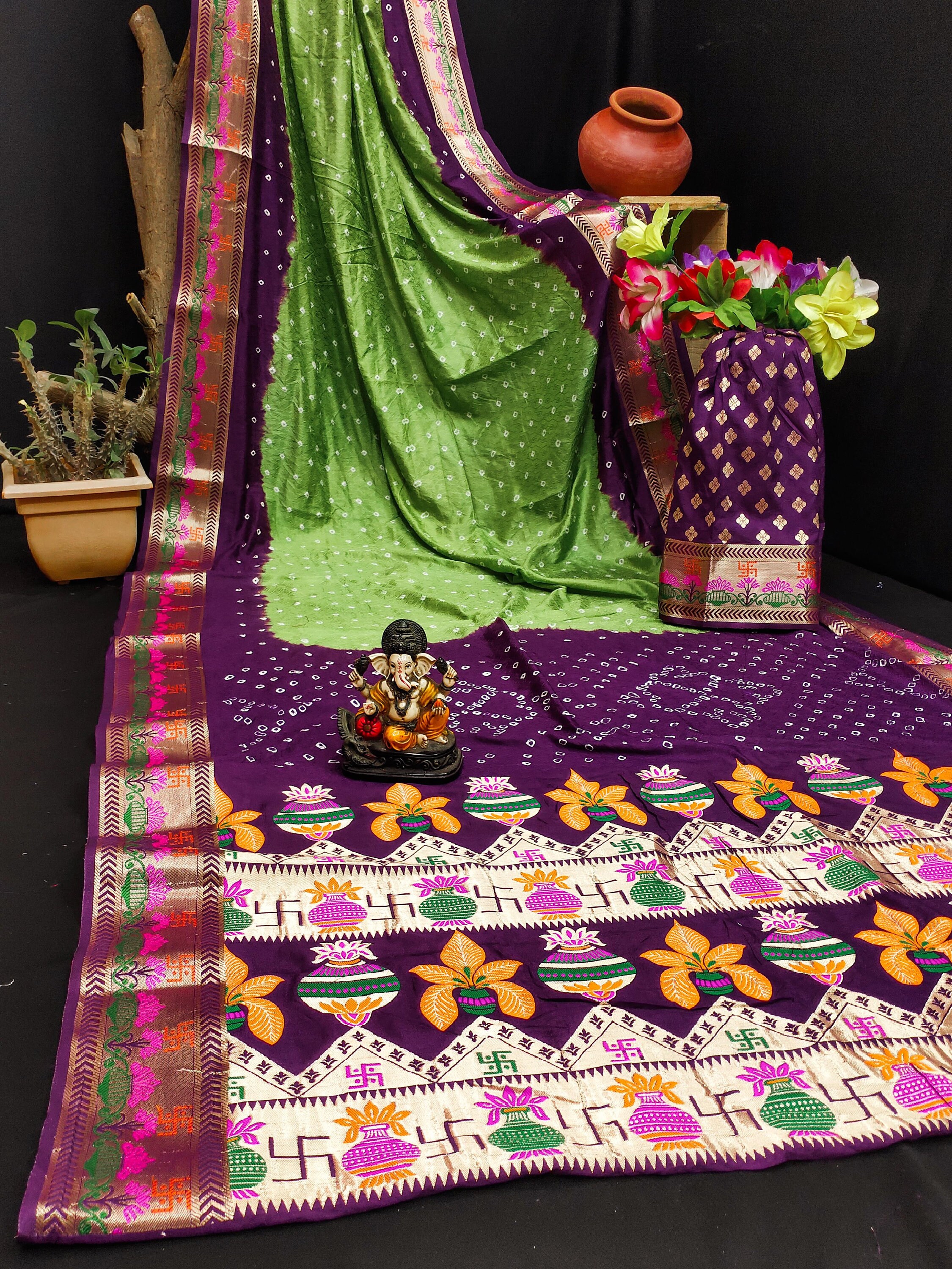 Bandhani Saree.handmade Handicraft Hand Bandhej Saree in India - Etsy