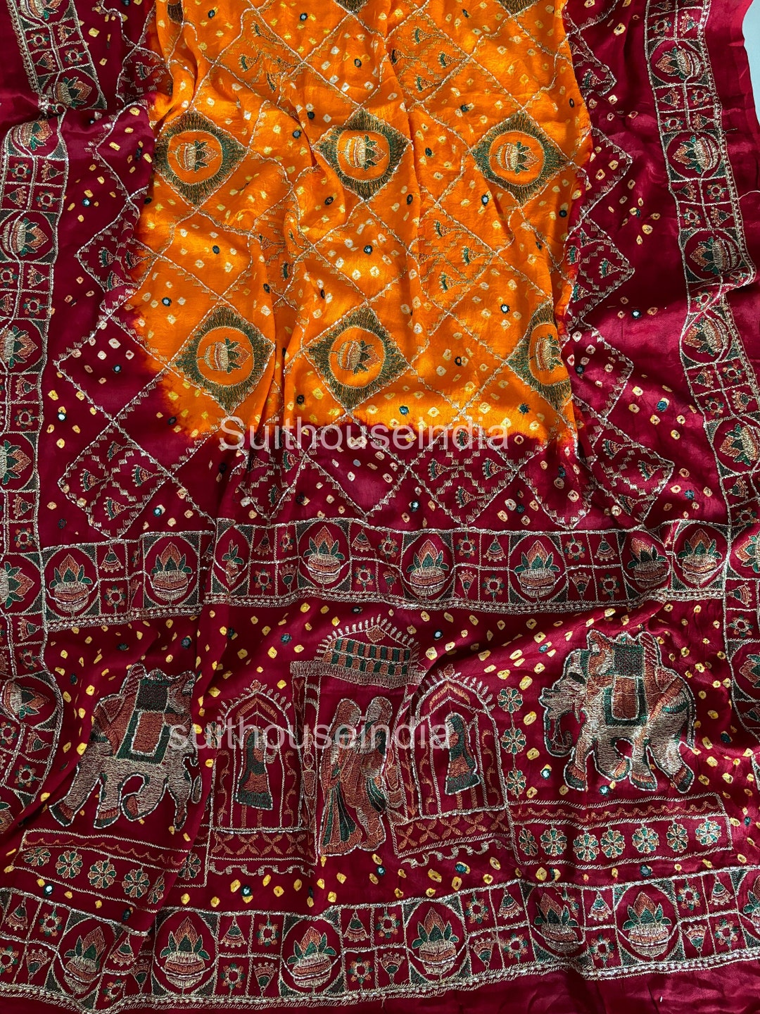Bandhani Handmade Handwork Saree,gaji Silk Bandhani Ghatchola Handwork ...