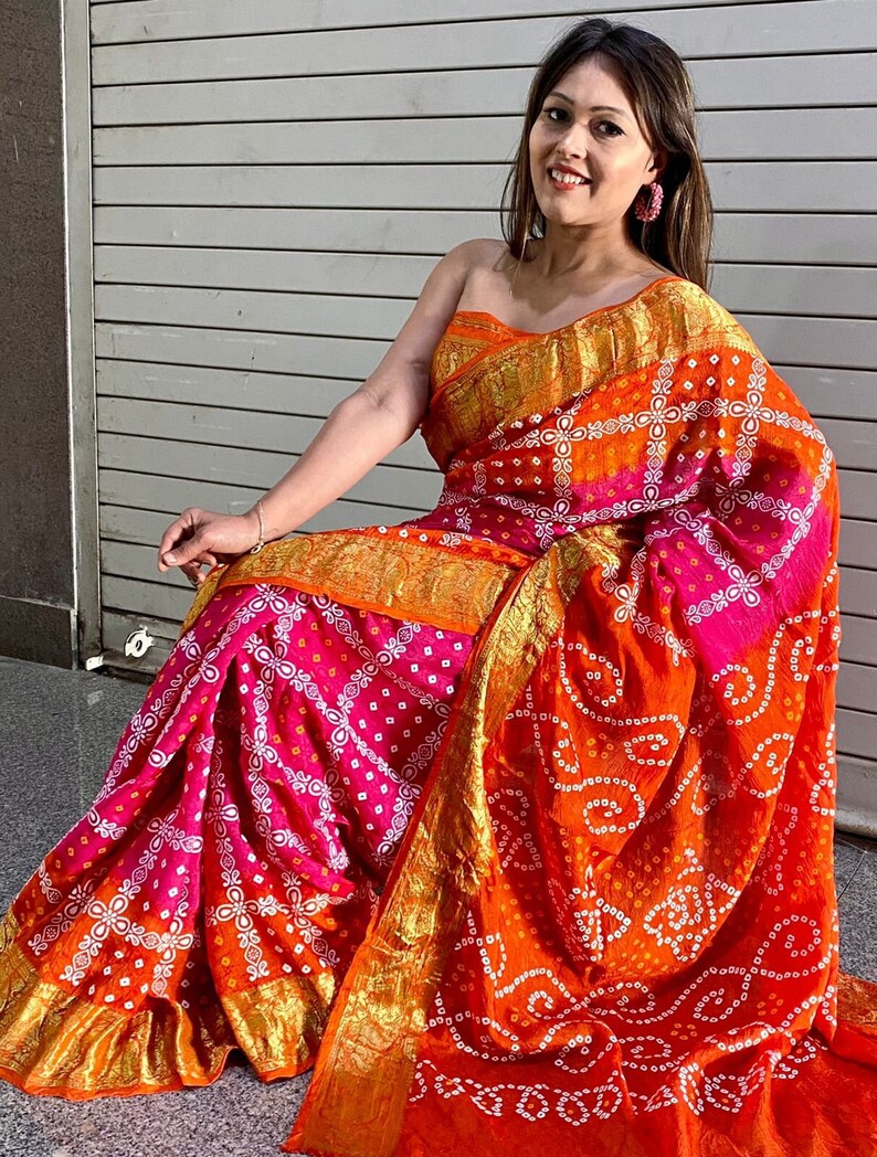 Bandhani Sareeshandcrafted Traditional Bandhani Sareebandhej - Etsy