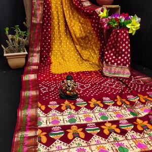 Bandhani Saree.handmade Handicraft Hand Bandhej Saree in India - Etsy