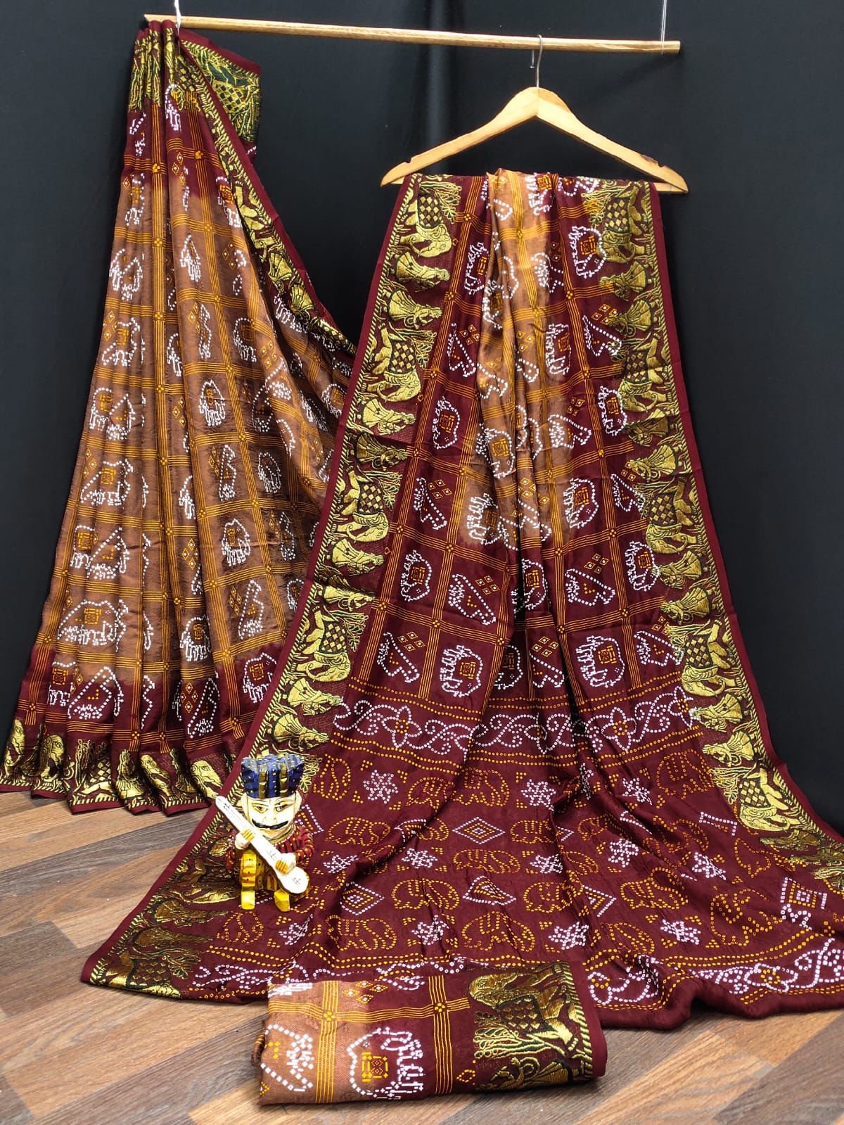 Handmade Handicraft Pure Bandhej Silk Saree,handcrafted Traditional ...