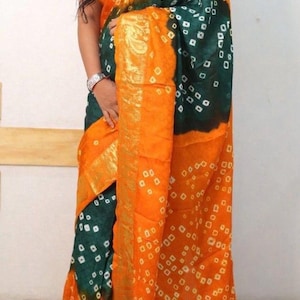 Handmade Handicraft Pure Bandhej Silk Saree,handcrafted Traditional ...