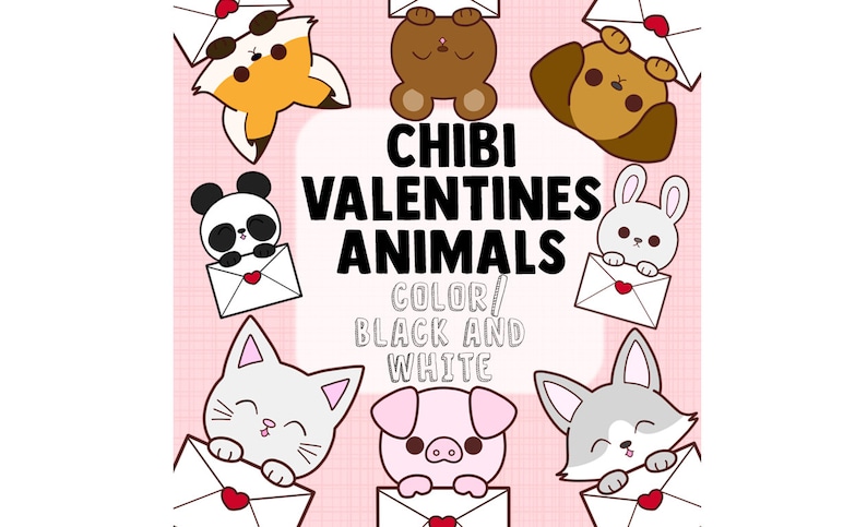 Chibi Valentine Animals Clipart - PNG/SVG - 300 Dpi - Etsy