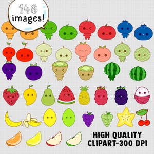 Kawaii Fruit Clipart, Cute Fruit, Kawaii Food, Fruit Slices, Fruit Clip ...