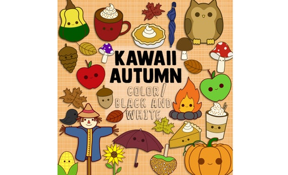 Kawaii Fall Clipart PNG 300 Dp | Etsy
