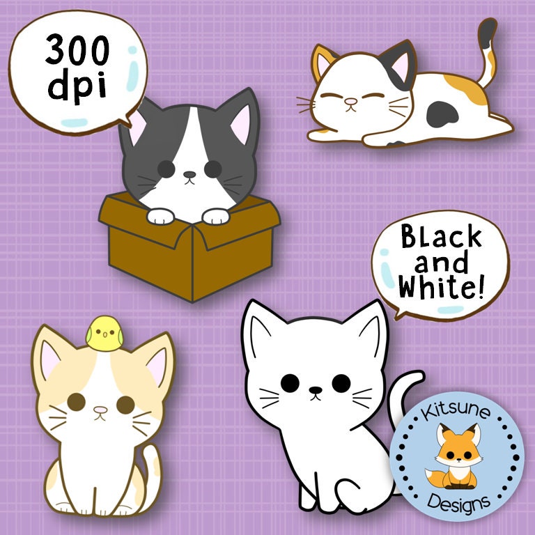 Chibi Cats 2 Clipart - PNG/SVG - 300 Dpi - Etsy