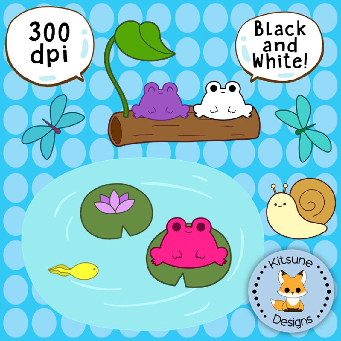Chibi Frogs Clipart - PNG/SVG - 300 Dpi - Etsy