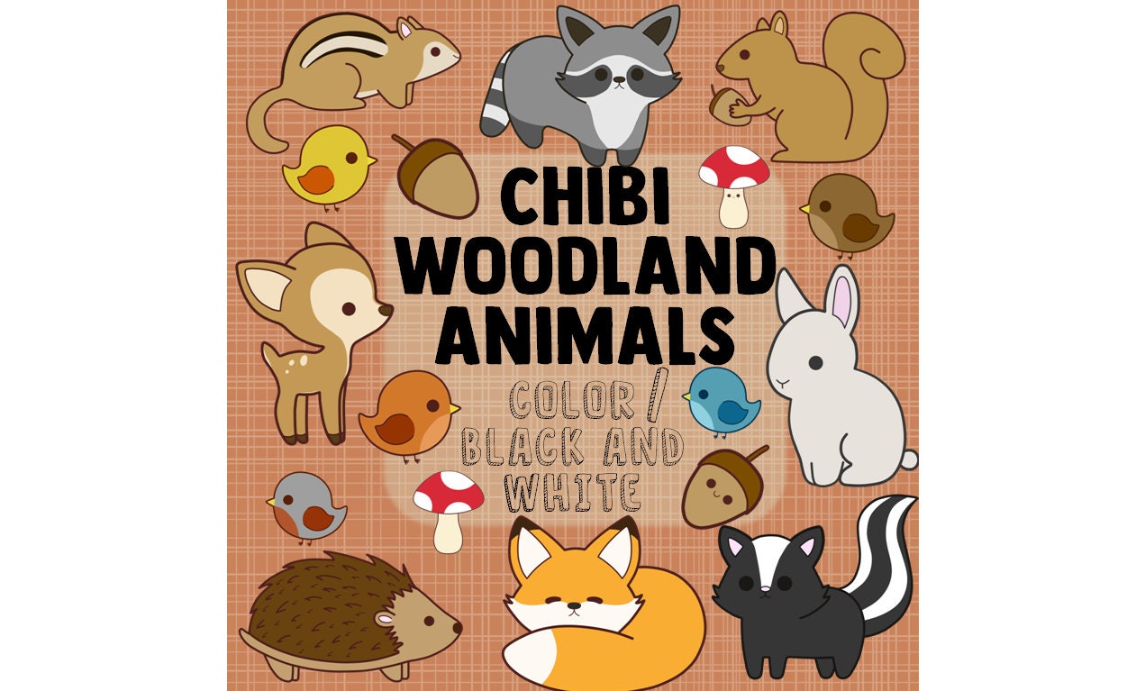 Chibi Woodland Animals Clipart - PNG/SVG - 300 Dpi - Etsy