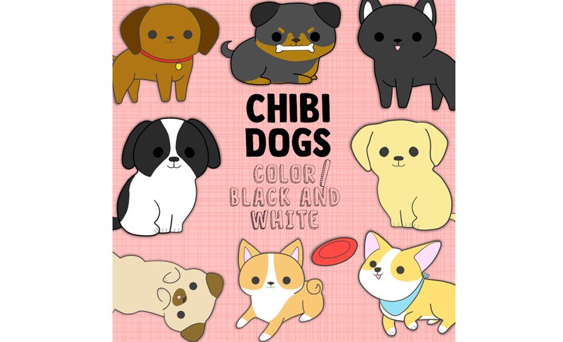 Chibi Dogs Clipart - PNG/SVG - 300 Dpi - Etsy