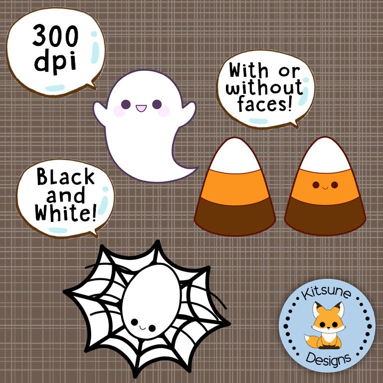 Kawaii Halloween Clipart - PNG - 300 Dpi - Etsy