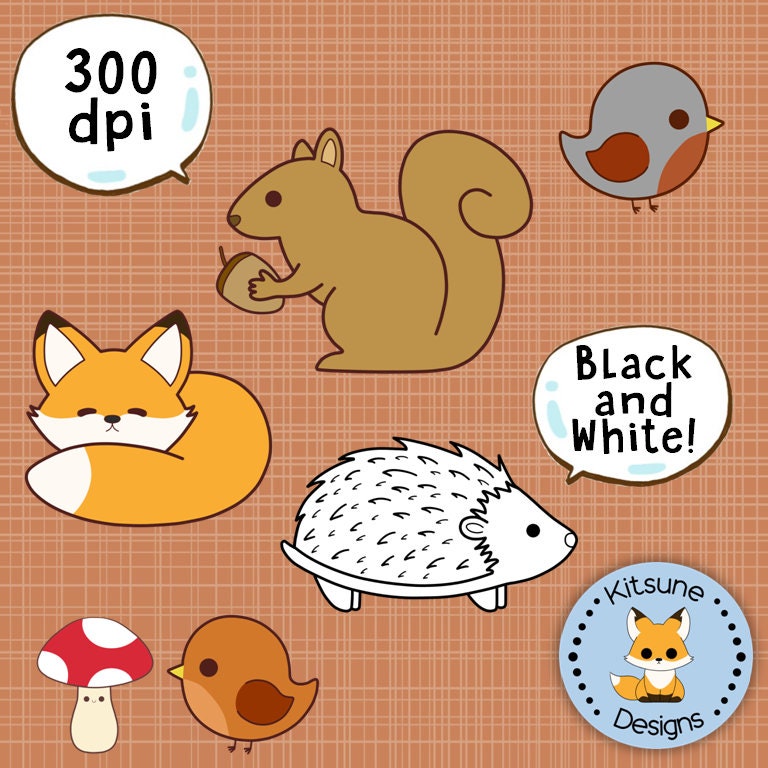 Chibi Woodland Animals Clipart - PNG/SVG - 300 Dpi - Etsy