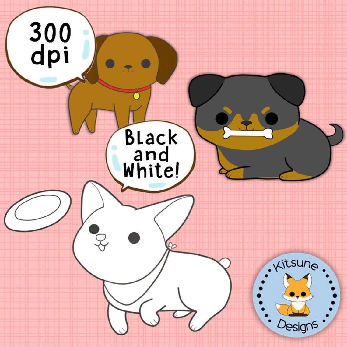Chibi Dogs Clipart - PNG/SVG - 300 Dpi - Etsy