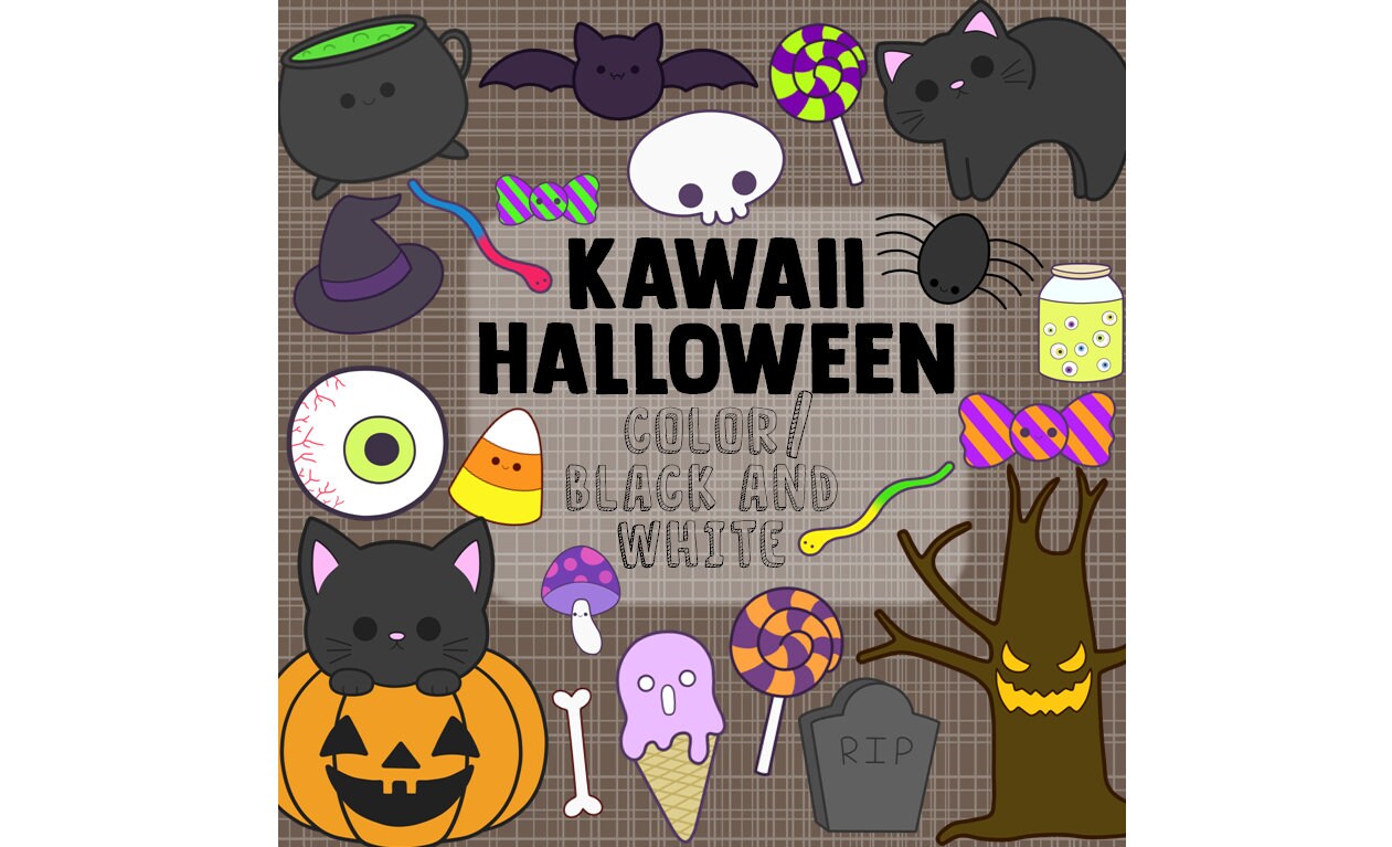 Kawaii Halloween Clipart - PNG - 300 Dpi - Etsy