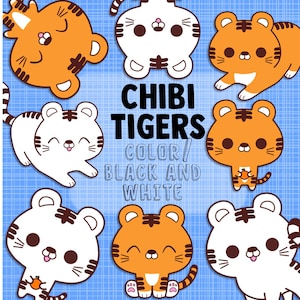 Chibi Tigers Clipart, Cute Animal Clipart, Kawaii Tiger, Cat PNG ...