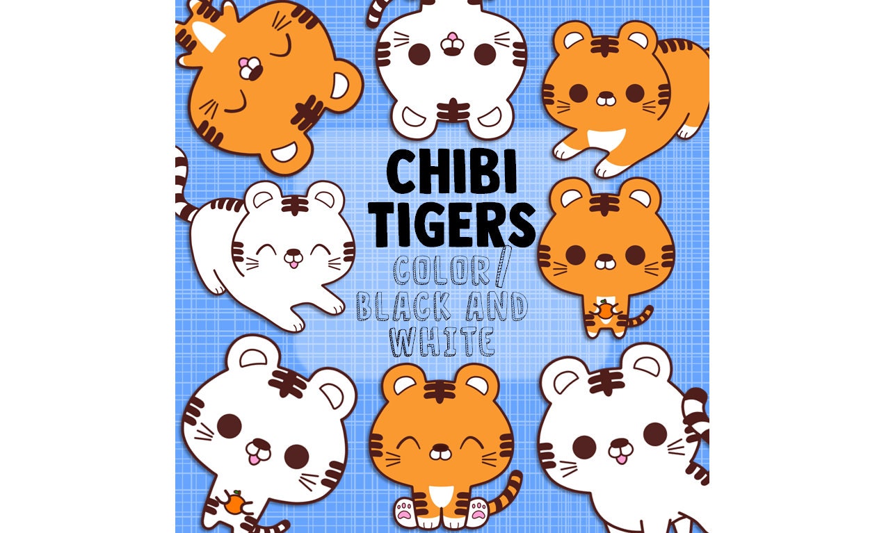 Chibi Tigers Clipart Cute Animal Clipart Kawaii Tiger Cat - Etsy UK