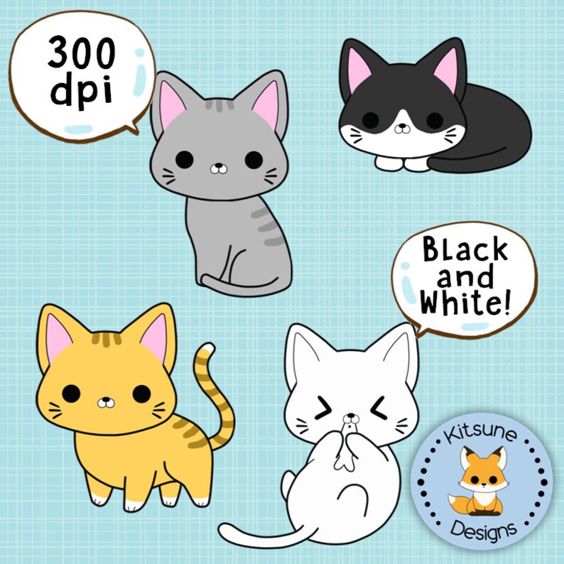 Chibi Cat Clipart - PNG/SVG - 300 Dpi - Etsy