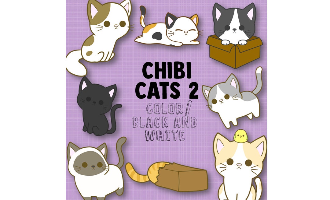 Chibi Cats 2 Clipart - PNG/SVG - 300 Dpi - Etsy