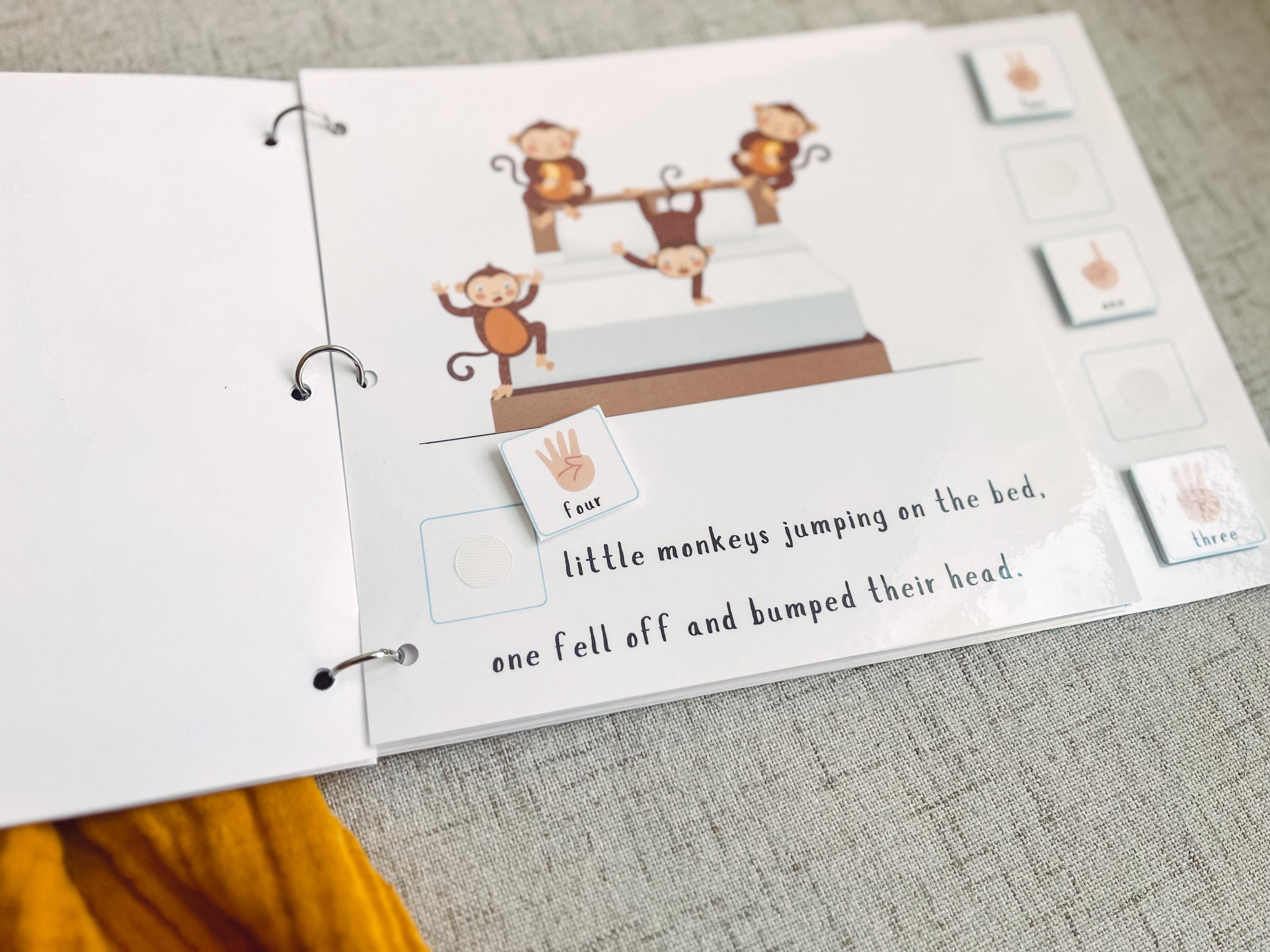 Five Little Monkeys Interactive Book: Preschool Learning (printable ...