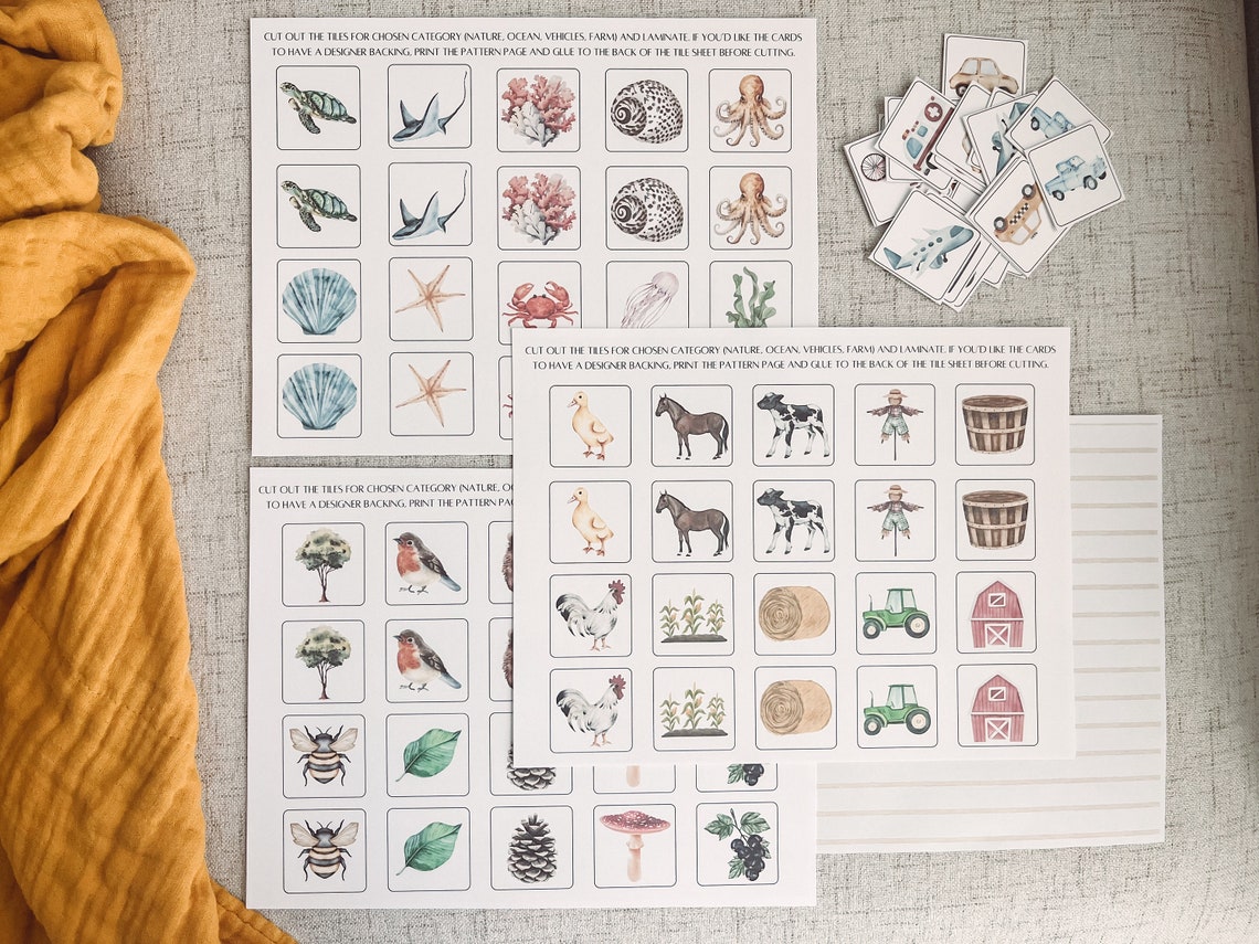 Memory Cards, Set of 4 - Montessori Materials Printable - Toddler ...