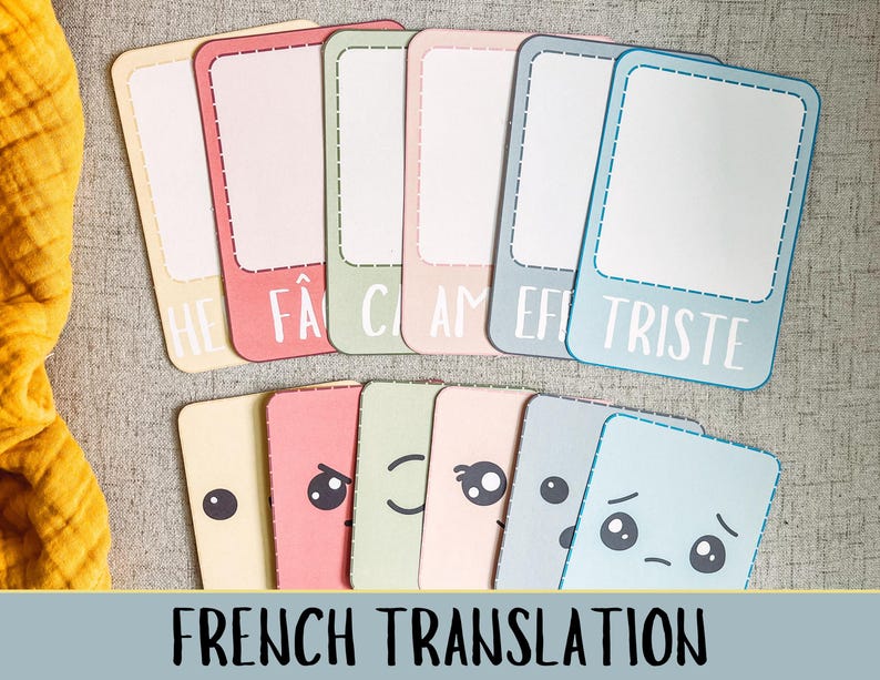 French Emotion Flashcards: Montessori Preschool Activity (printable) - Etsy
