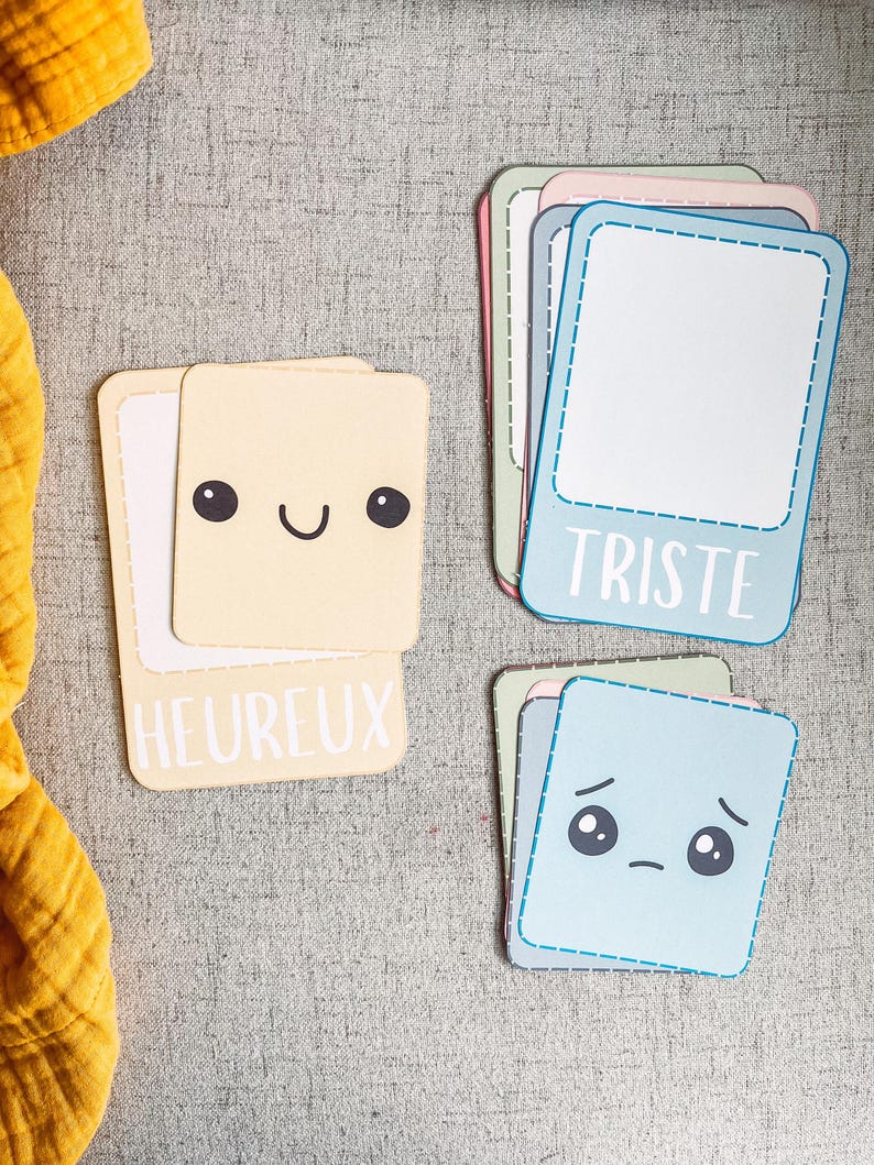French Emotion Flashcards: Montessori Preschool Activity (printable) - Etsy