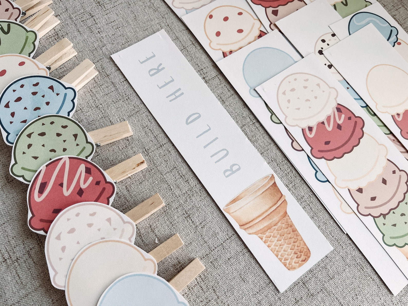 Ice Cream Builder Activity for Fine Motor Skills and Preschool Pattern ...