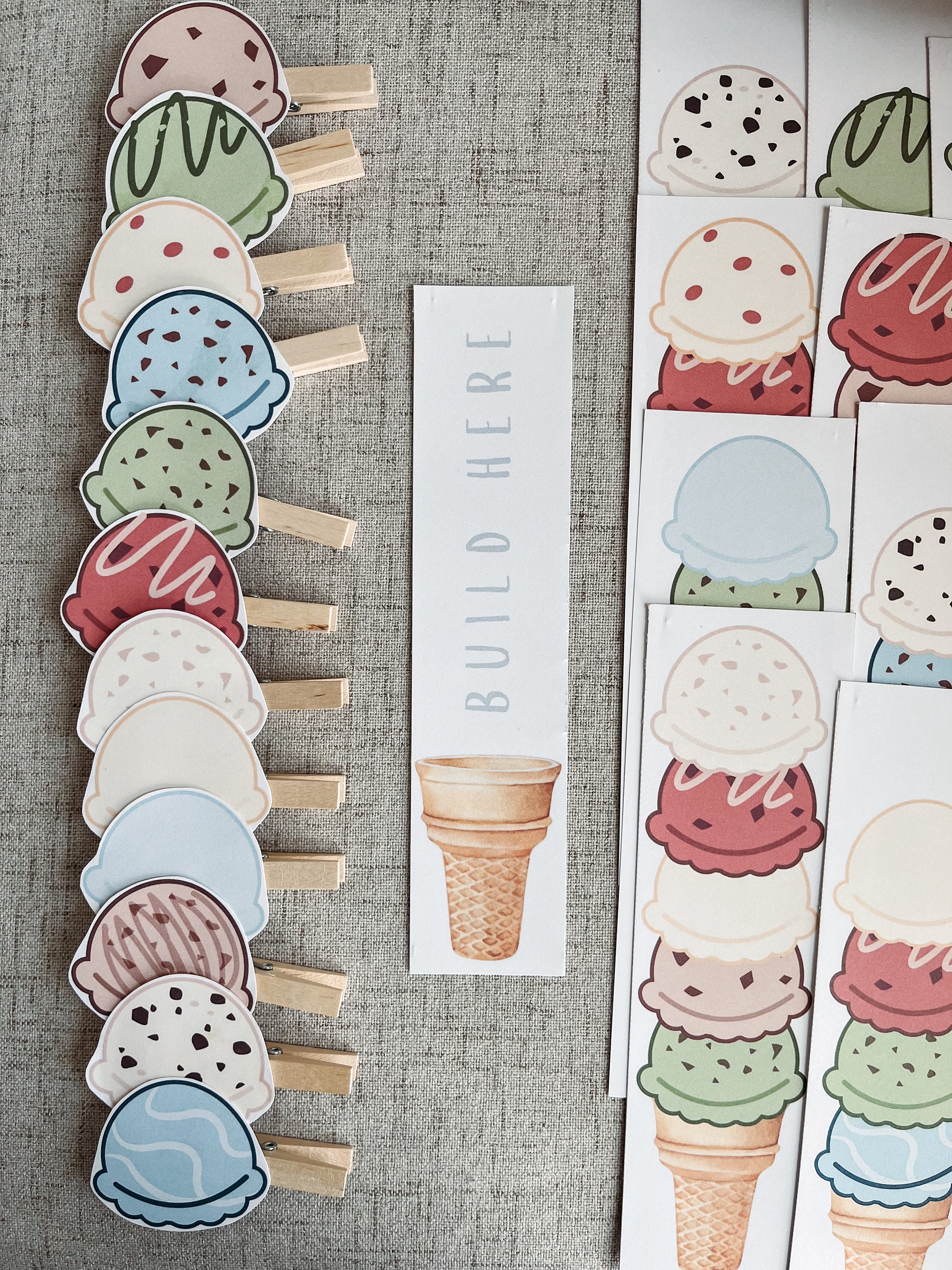 Ice Cream Builder Activity for Fine Motor Skills and Preschool Pattern ...