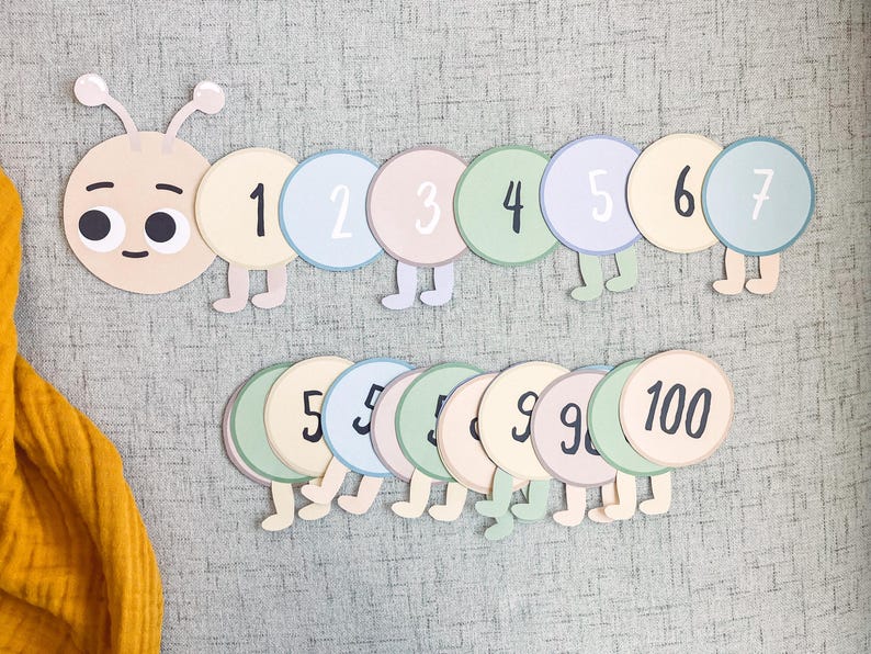 Caterpillar Counting Printable: Numbers 1-100, Preschool Learning ...