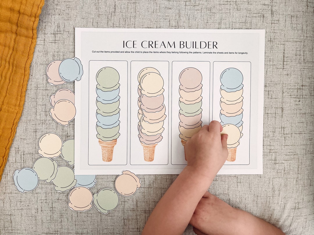 Ice Cream Pattern Builder - Busy Binder Insert - Preschool Curriculum ...