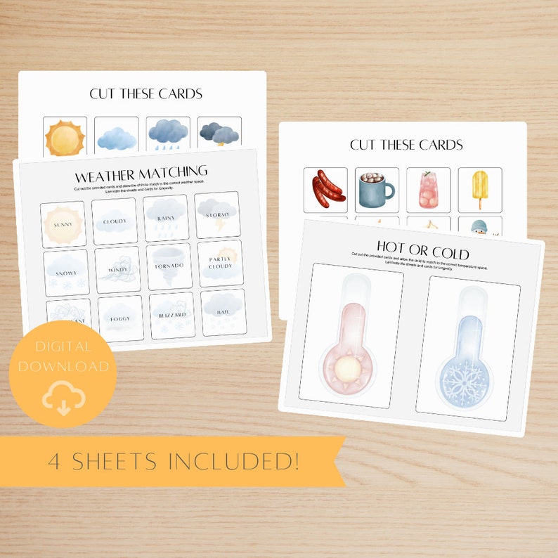 Weather and Temperature Matching Activity Preschool Learning Homeschool ...