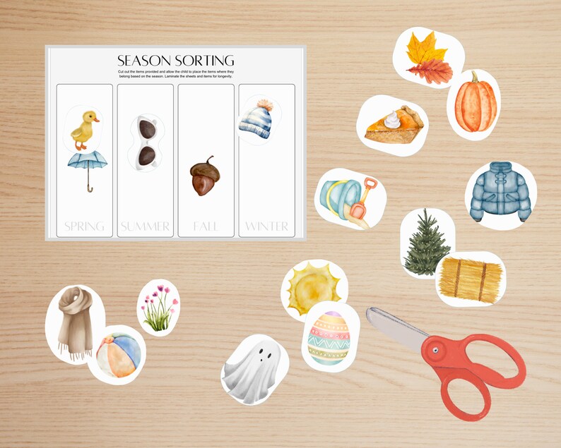 Season Sorting Activity Preschool Toddler Practice Homeschool Lesson ...