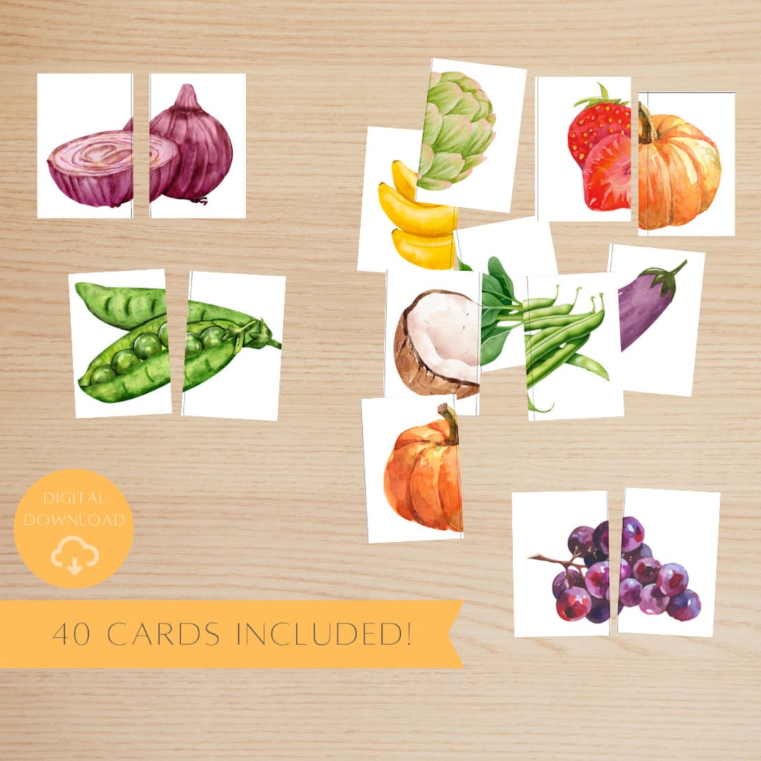 40 Healthy Food Matching Cards Preschool Learning Toddler Practice ...