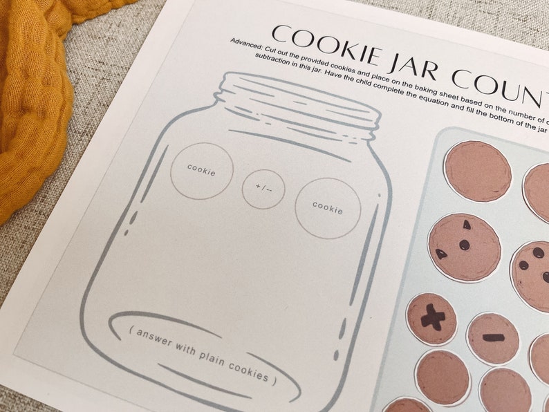 Cookie Jar Counting - Addition and Subtraction - Busy Binder Insert ...