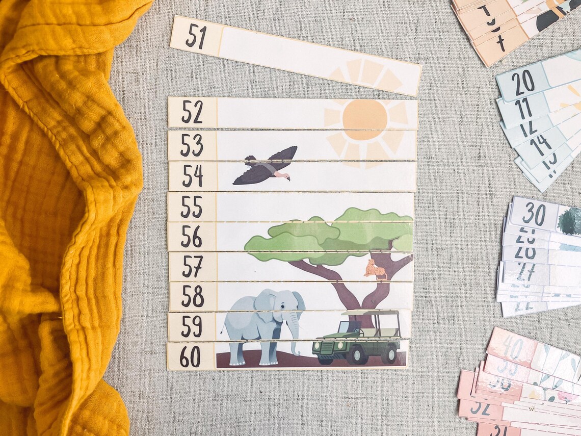 Counting Puzzles 1-100: Vertical Number Learning (printable) - Etsy