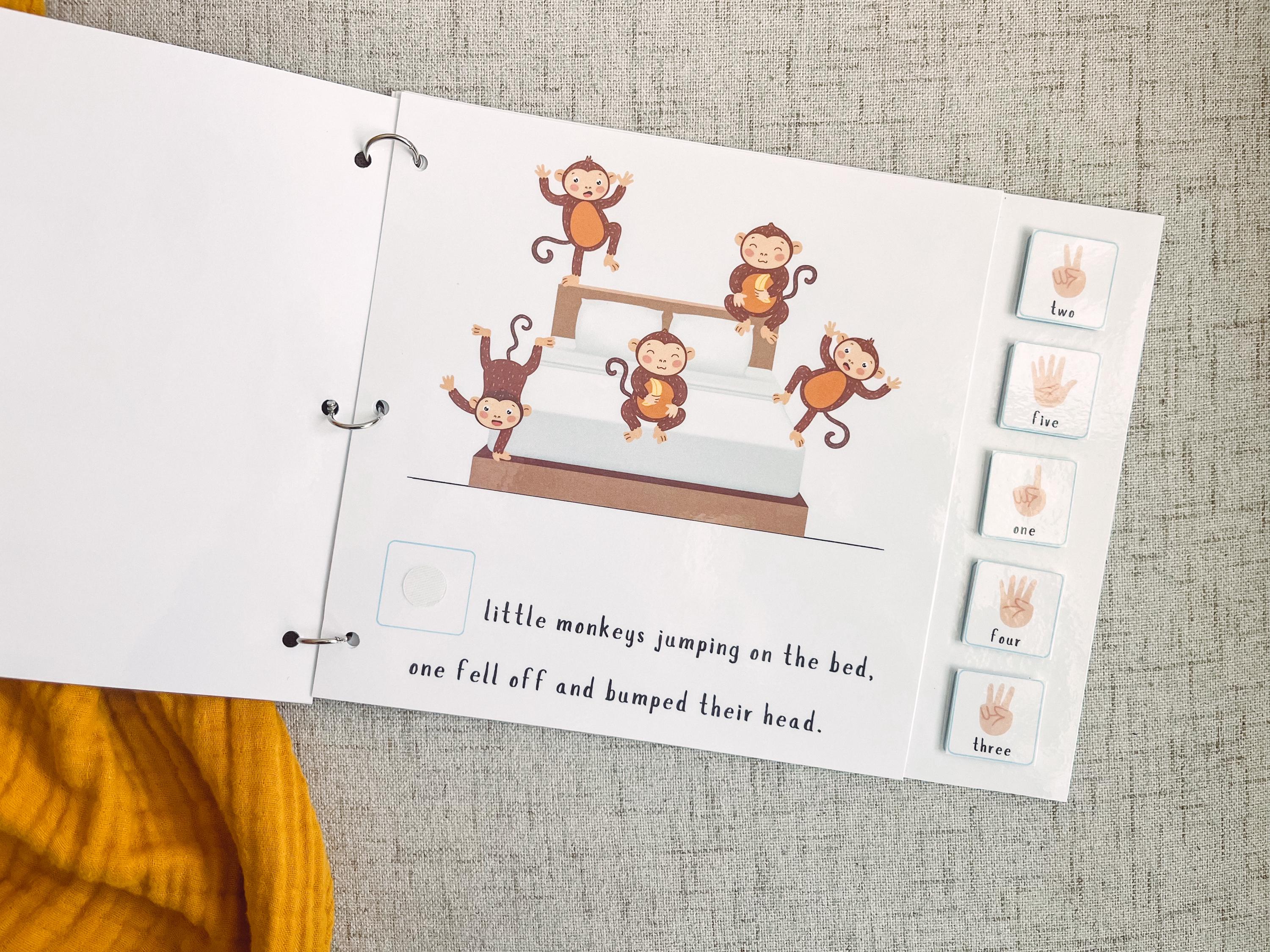 Five Little Monkeys Interactive Book: Preschool Learning (printable ...