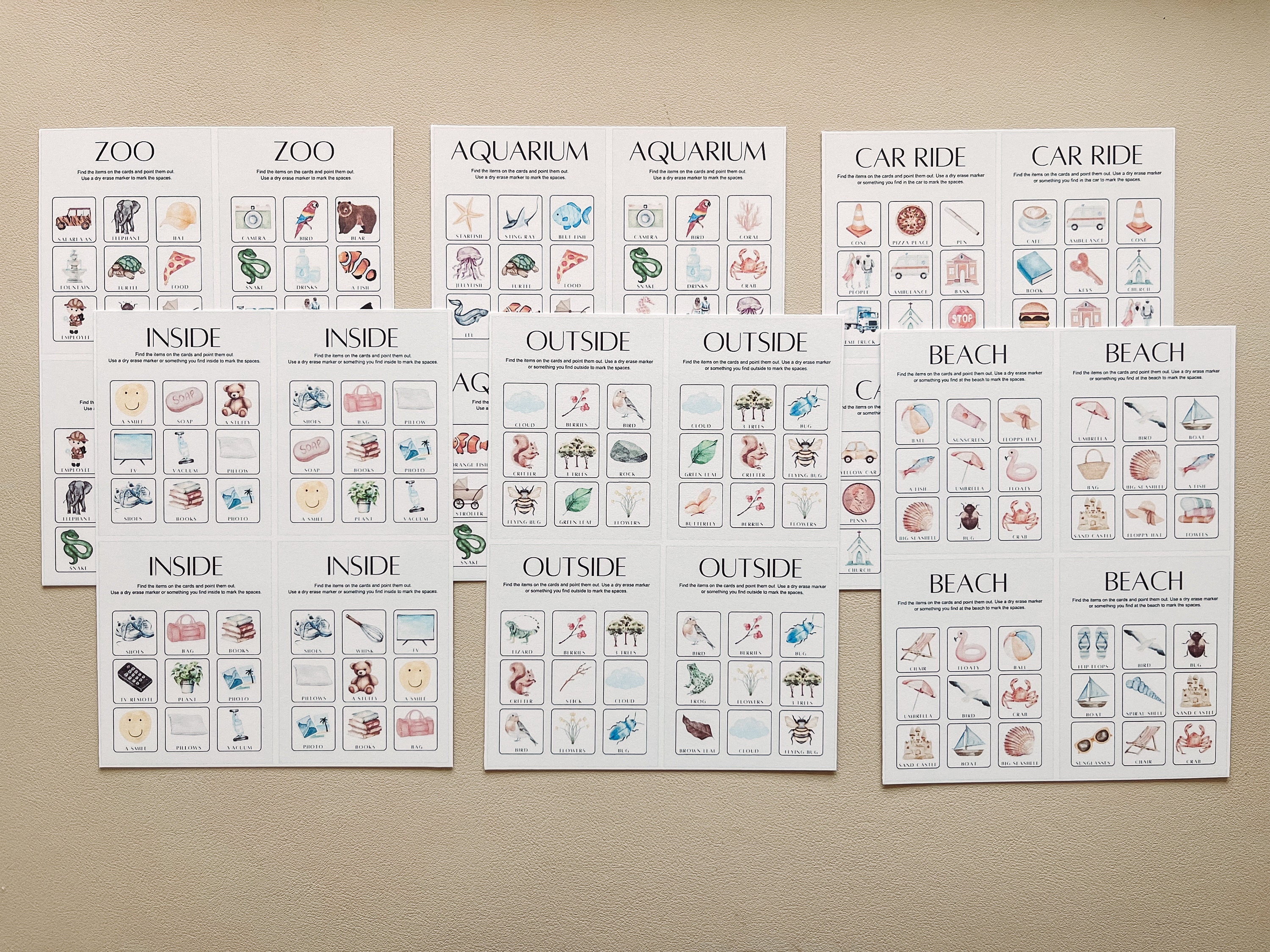 Game Cards Bingo, Scavenger Hunt, Ispy Zoo, Aquarium, Inside, Outside ...