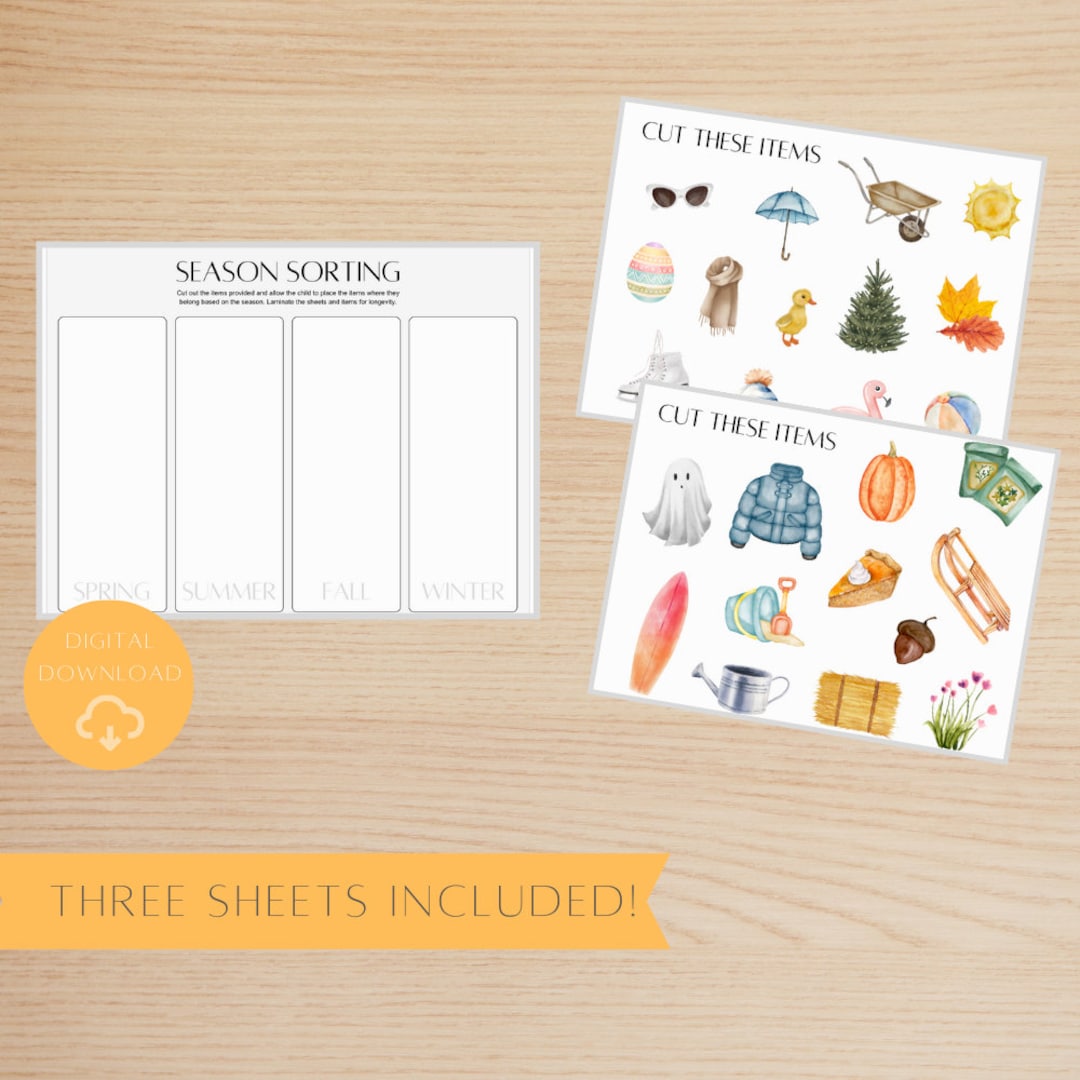 Season Sorting Activity Preschool Toddler Practice Homeschool Lesson ...