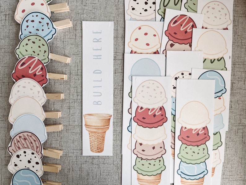 Ice Cream Builder Activity for Fine Motor Skills and Preschool Pattern ...