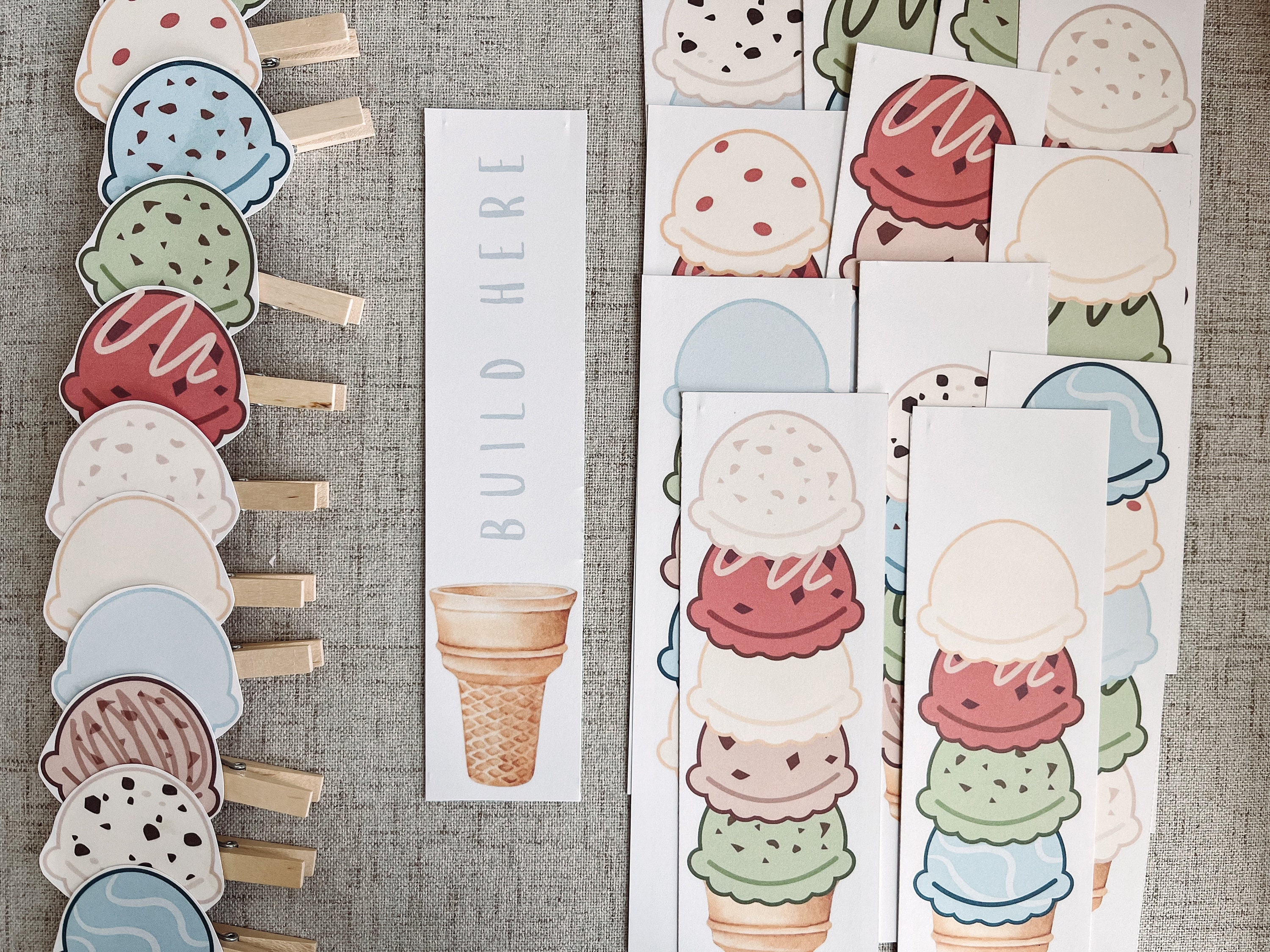 Ice Cream Builder Activity for Fine Motor Skills and Preschool Pattern ...