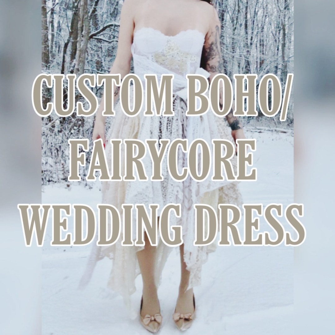 Fairycore Wedding Dress CUSTOM ORDER – Boho Lace Gown Made to Order ...