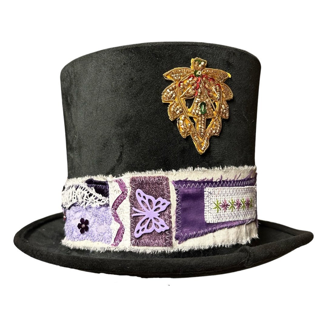 Embellished Top Hat • Vintage • Upcycled • 100% Recycled Materials - Etsy