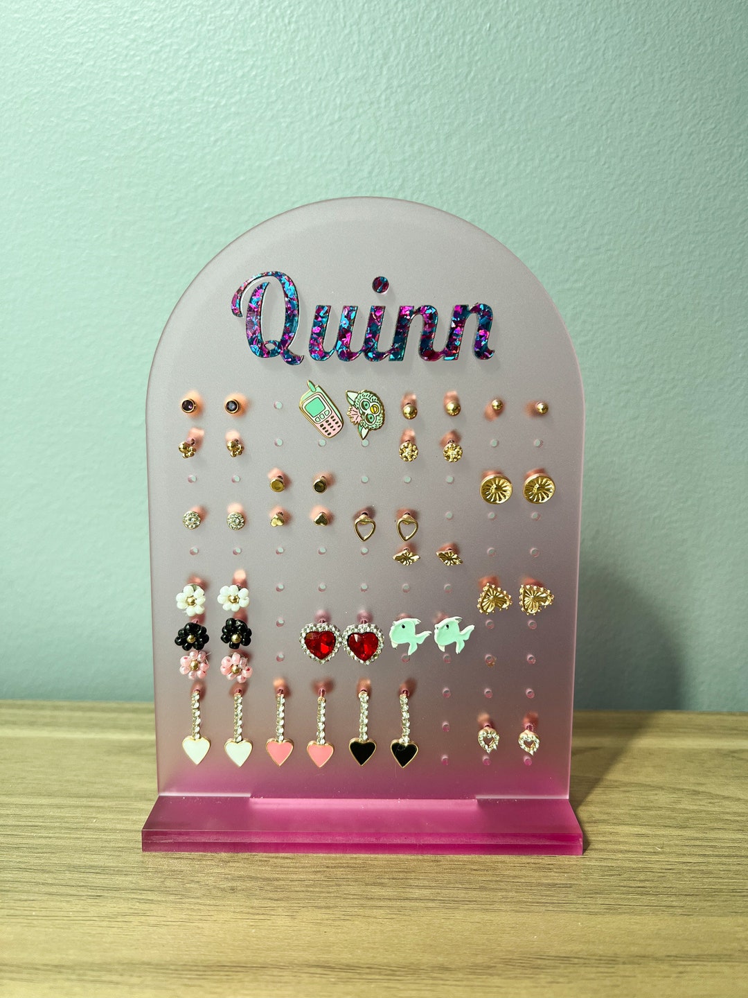 Personalized Earring Holder With Acrylic Name Overlay - Child Gift ...