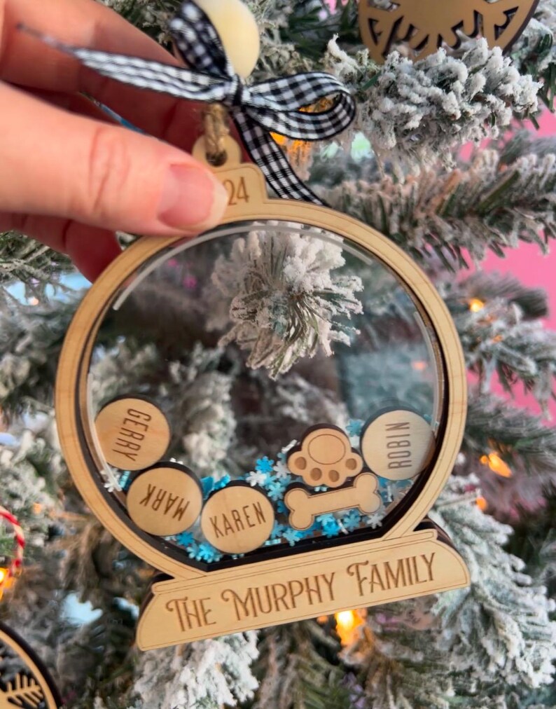Personalized Snow Globe Family Ornament: Laser Engraved Shaker - Etsy