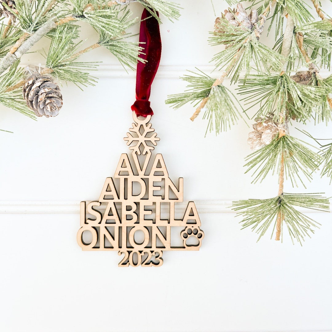 Stacked Name Tree Ornament - Personalized - Family Tree Ornament - Etsy