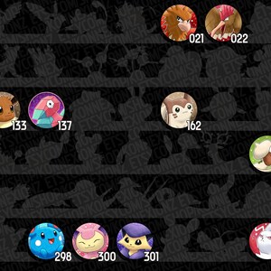 Normal Type Pokemon Pinback Buttons 32mm Furfrou, Silvally, Obstagoon ...